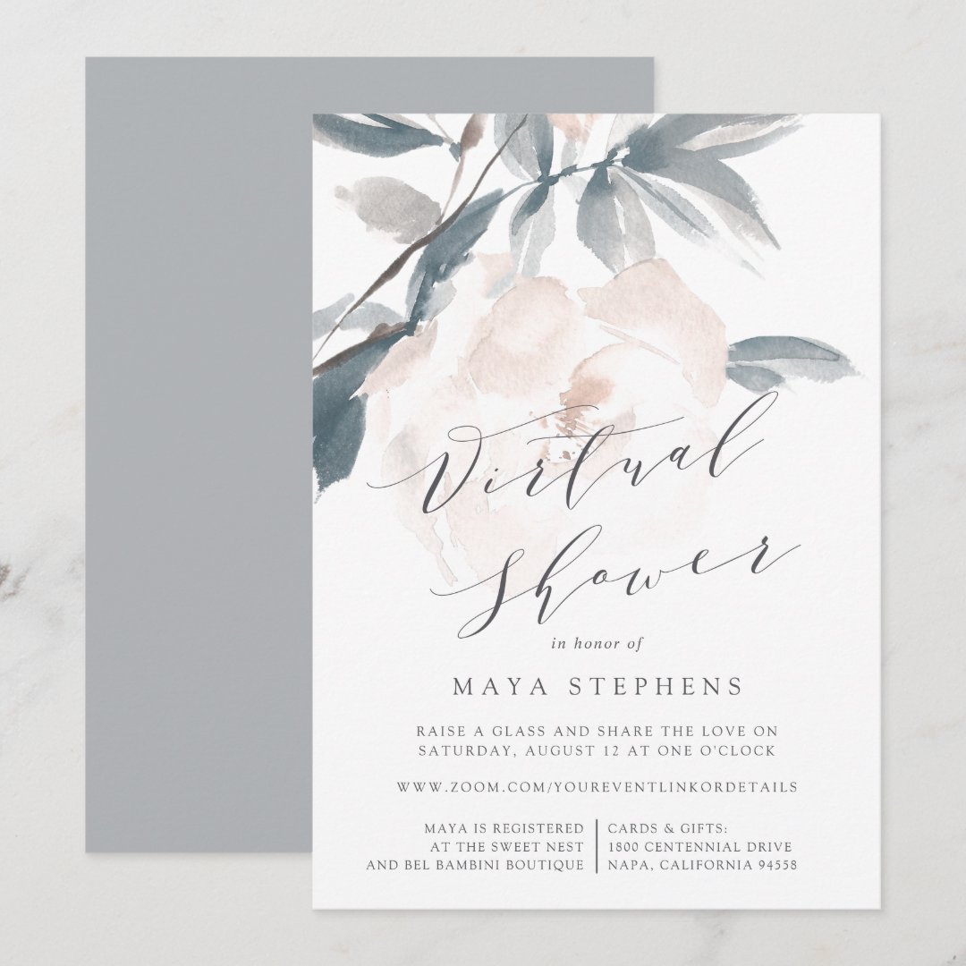 Blush Whisper Virtual Bridal or Baby Shower Invitation | Zazzle