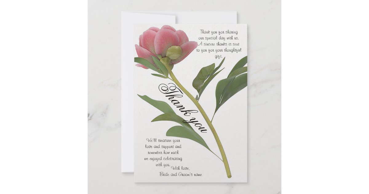 Blushing Bride Wedding Thank You Card | Zazzle