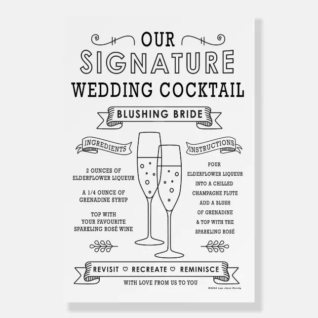 Blushing Bride White Signature Cocktail Sign | Zazzle
