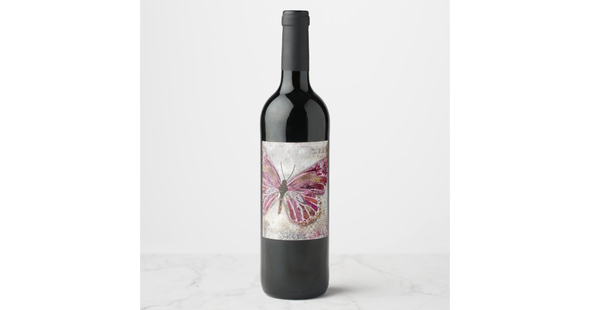 Blushing Butterfly Wine Label | Zazzle