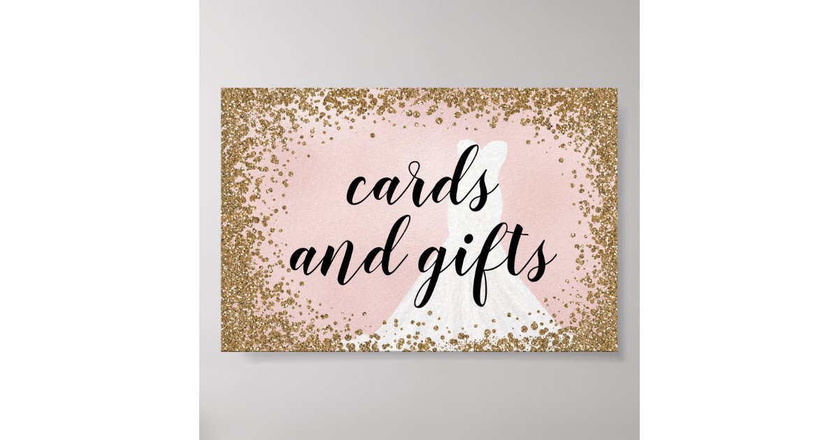 Blushing Glitter Bride Dress Bridal Cards & Gifts Poster | Zazzle
