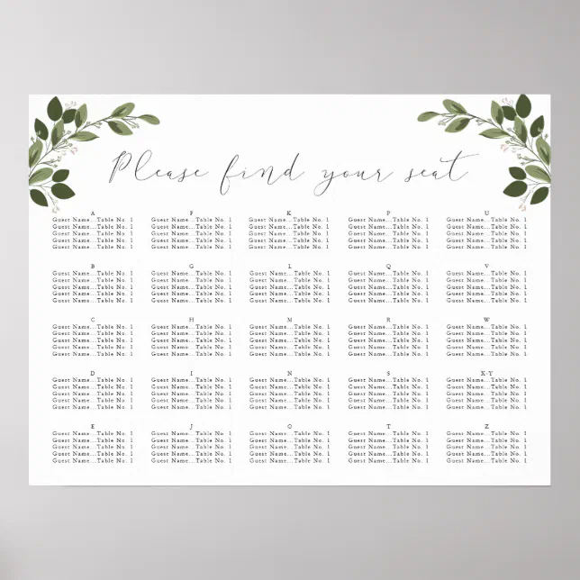 Blushing Sprigs, Seating Chart | Zazzle