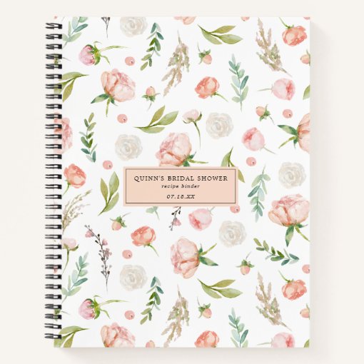 Blushing Summer Floral | Bridal Shower Recipe Notebook | Zazzle