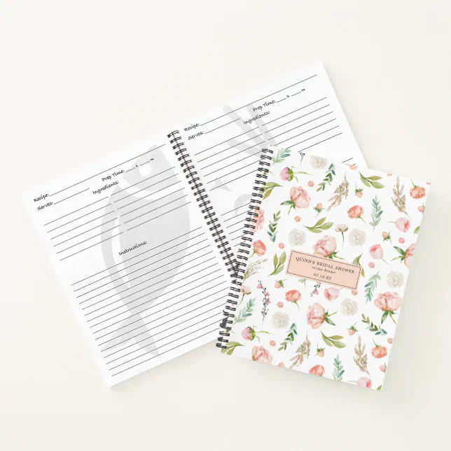 Blushing Summer Floral | Bridal Shower Recipe Notebook | Zazzle