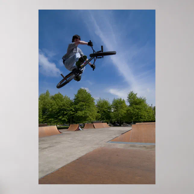 BMX Bike Stunt Table Top Poster | Zazzle