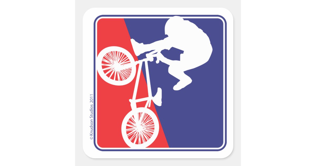 BMX Biker Red White and Blue Square Sticker | Zazzle