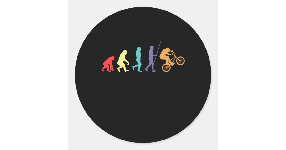 BMX Evolution Bicycle Cyclist Mountain Bike Gift Classic Round Sticker ...