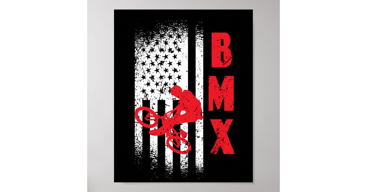 BMX USA America flag sport fan bike cycling Poster | Zazzle