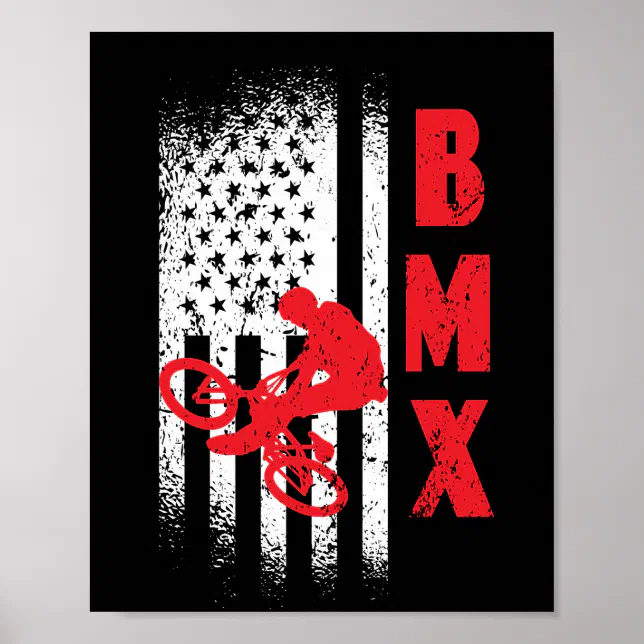 BMX USA America flag sport fan bike cycling Poster | Zazzle
