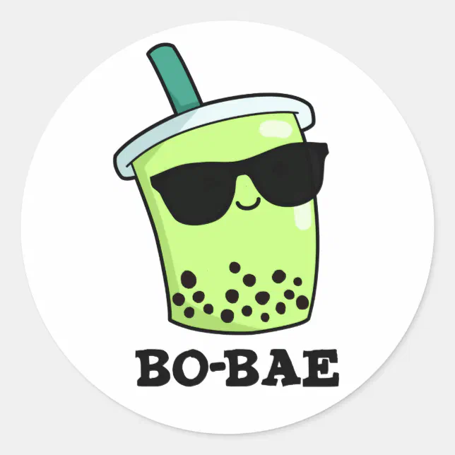 Bo-bae Funny Boba Tea Pun Classic Round Sticker | Zazzle