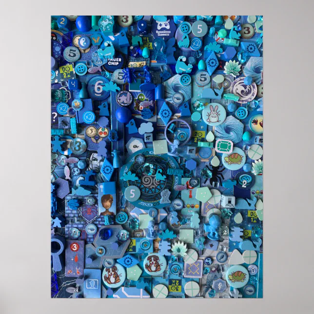 Board Game Components Collage Poster | Zazzle