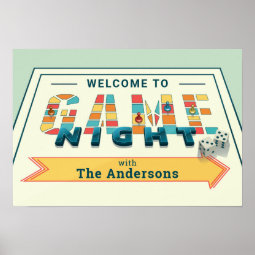 Board Game Night Sign Poster | Zazzle