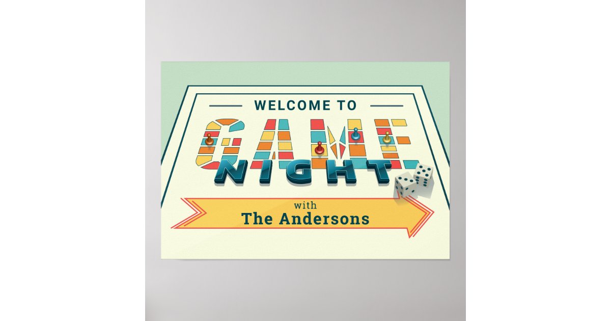 Board Game Night Sign Poster | Zazzle