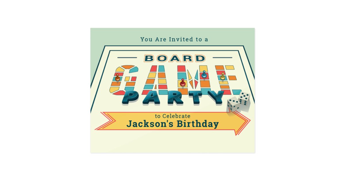 Board Game Party Invite Postcard | Zazzle.com