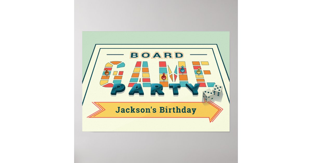 Board Game Party Sign Poster | Zazzle