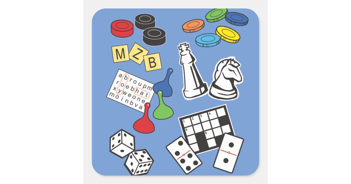 Board Games, Bunco, Domino Party Square Sticker | Zazzle