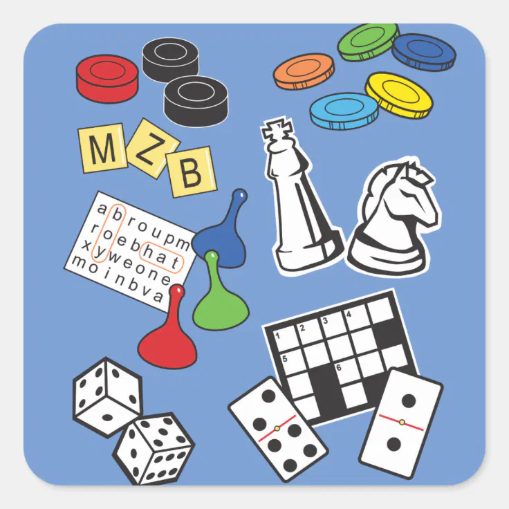 Board Games, Bunco, Domino Party Square Sticker | Zazzle