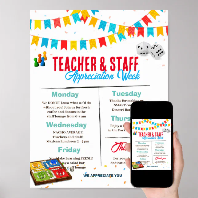 Board Games teacher appreciation week template Poster | Zazzle