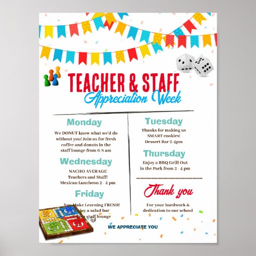 Board Games teacher appreciation week template Poster | Zazzle