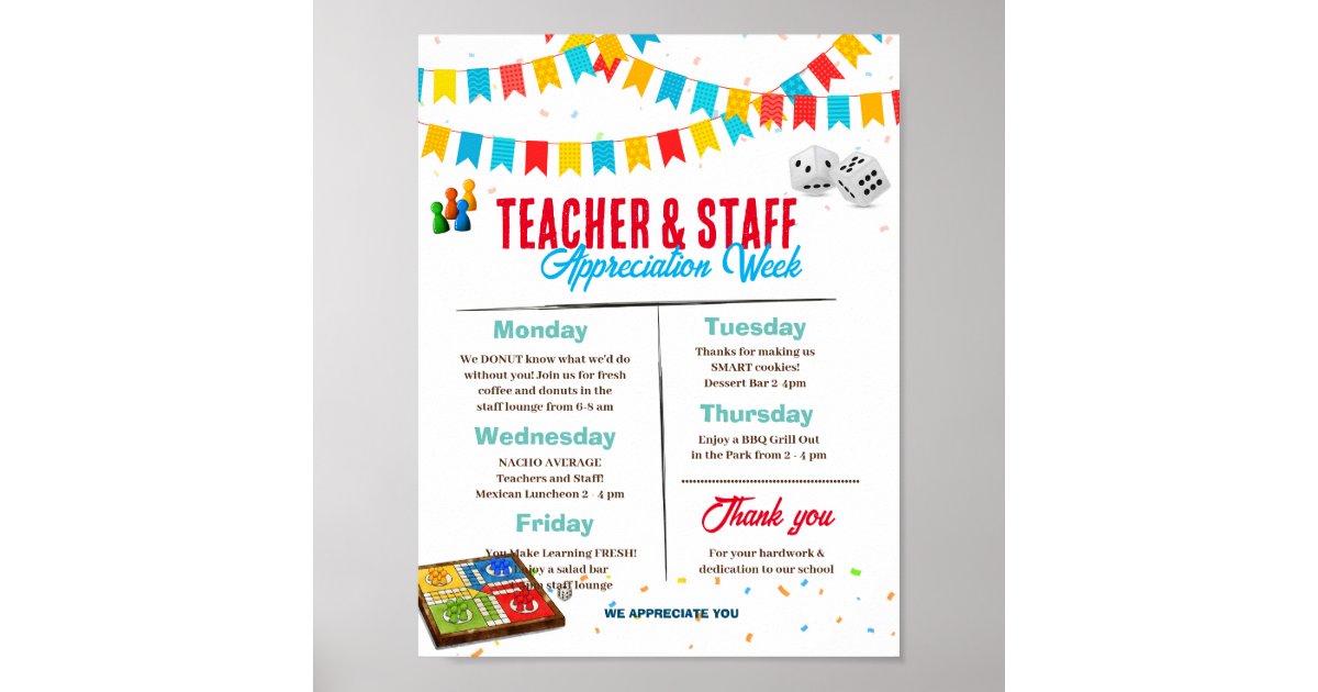 Board Games teacher appreciation week template Poster | Zazzle