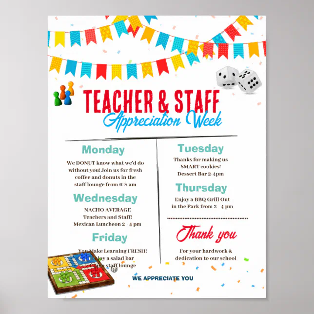 Board Games teacher appreciation week template Poster | Zazzle