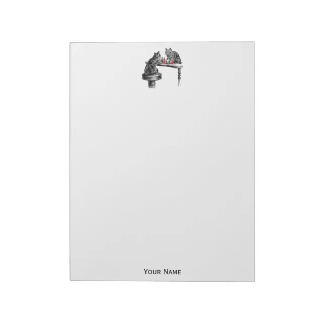 Board Games Two Cats playing Chess Match Red Notepad | Zazzle