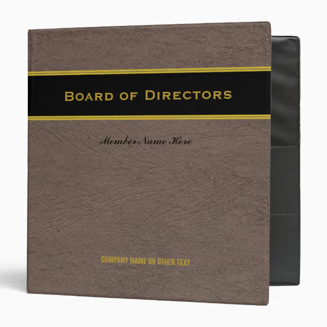 Board of Directors Faux Leather Gold and Black 3 Ring Binder | Zazzle