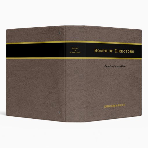 Board of Directors Faux Leather Gold and Black 3 Ring Binder | Zazzle