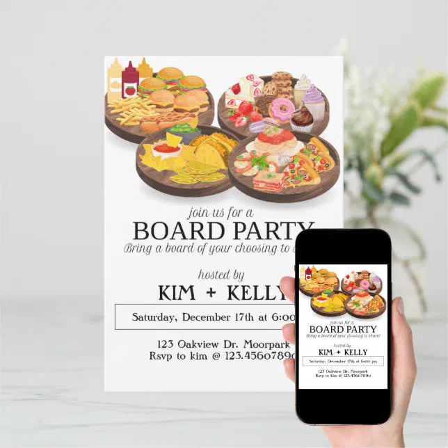 Board Party, Birthday Party, Charcuterie board, Invitation | Zazzle