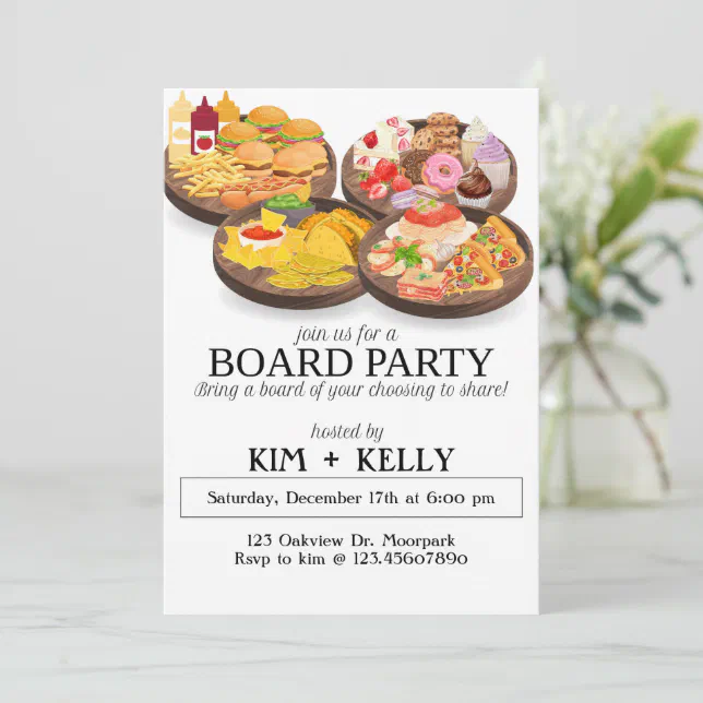 Board Party, Birthday Party, Charcuterie board, Invitation | Zazzle