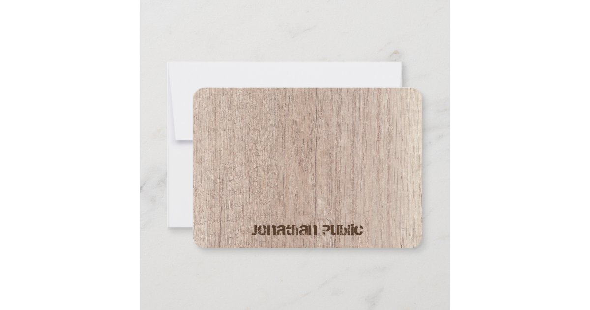 Board Plank Wood Look Distressed Text Elegant Note Card | Zazzle