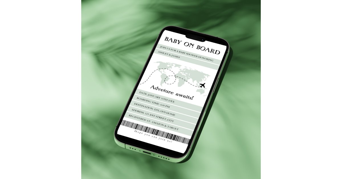 Boarding Pass Baby On Board Travel Baby Shower Holiday Card | Zazzle