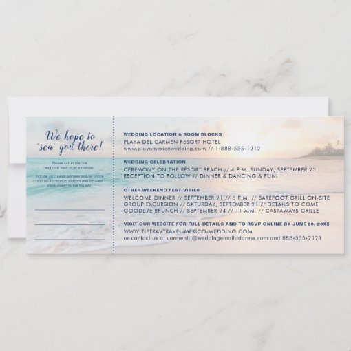 Boarding Pass Beach Ticket All-In-One RSVP and Invitation | Zazzle