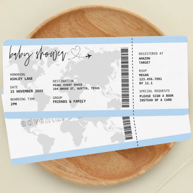 Boarding Pass Boy Travel Baby Shower Invitation | Zazzle