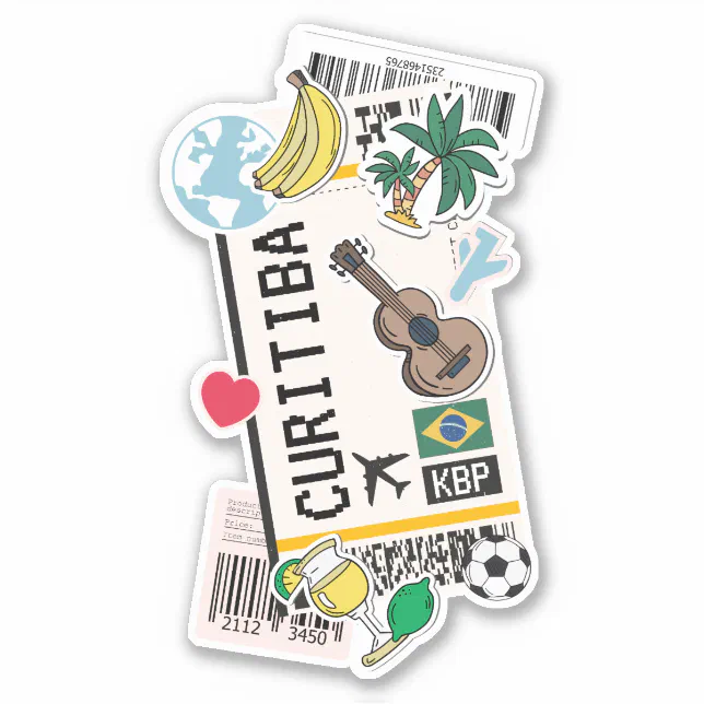 BOARDING PASS CURITIBA BRAZIL STICKER | Zazzle