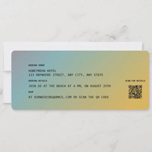 Boarding Pass Destination Wedding QR code Invitation | Zazzle