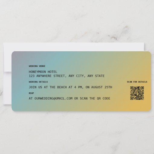 Boarding Pass Destination Wedding QR code Invitation | Zazzle