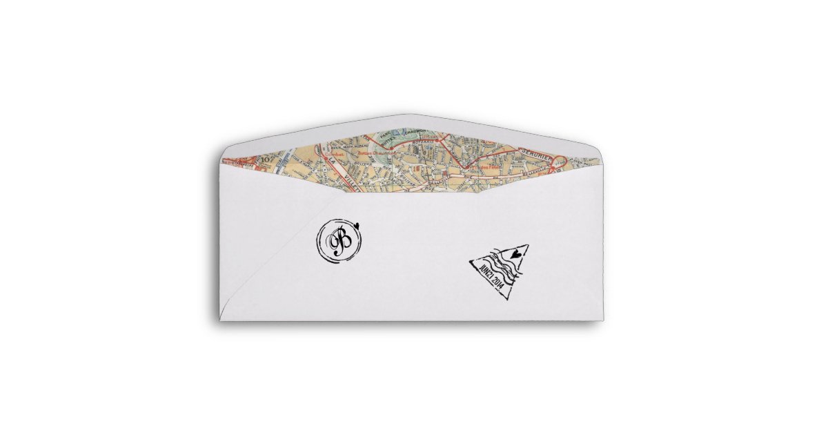 Boarding Pass Envelope with Passport Stamps & Map | Zazzle