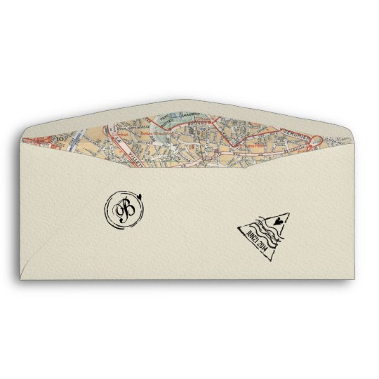 Boarding Pass Envelope with Passport Stamps & Map | Zazzle
