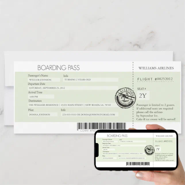 Boarding Pass Invitation | Zazzle