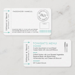 Boarding Pass Plane Ticket Place Card Mini Menu | Zazzle