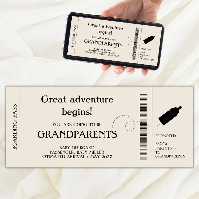 Boarding Pass Pregnancy Announcement For Parents | Zazzle