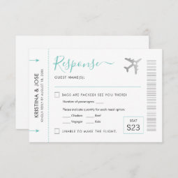 Boarding Pass Silver Plane Ticket Destination RSVP Card | Zazzle