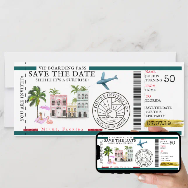 Boarding Pass | Surprise Destination Birthday Invitation | Zazzle