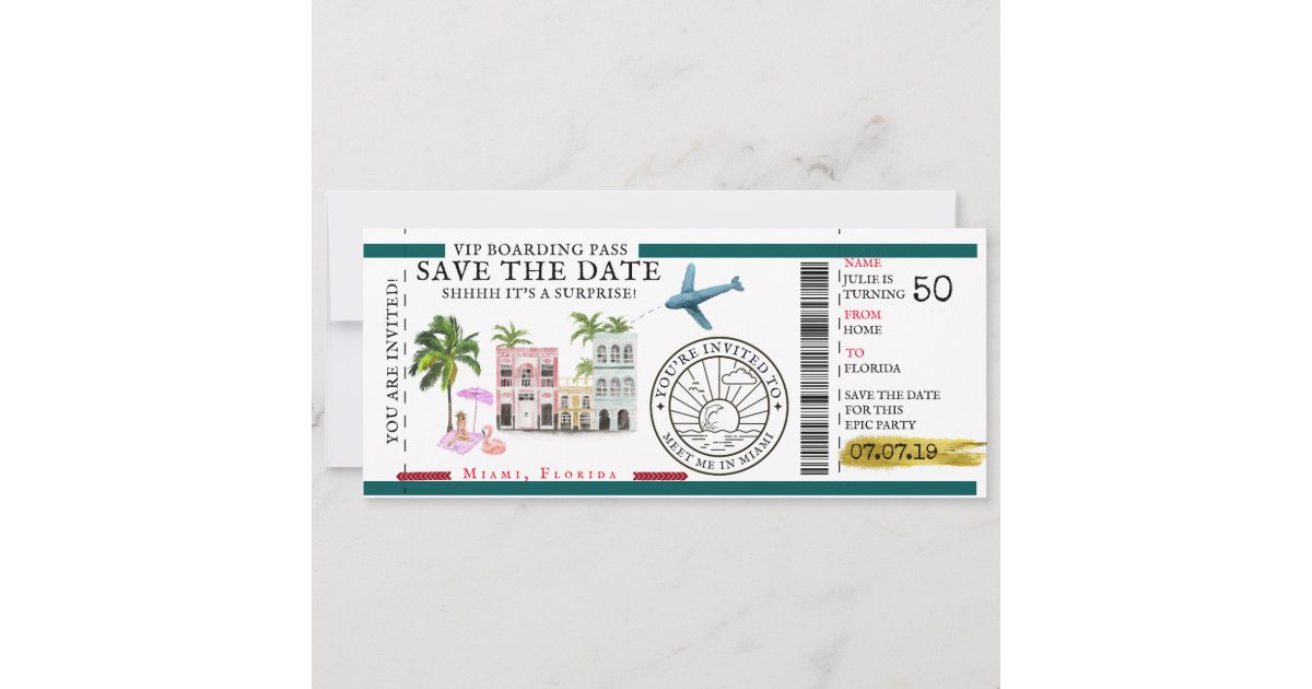 Boarding Pass | Surprise Destination Birthday Invitation | Zazzle