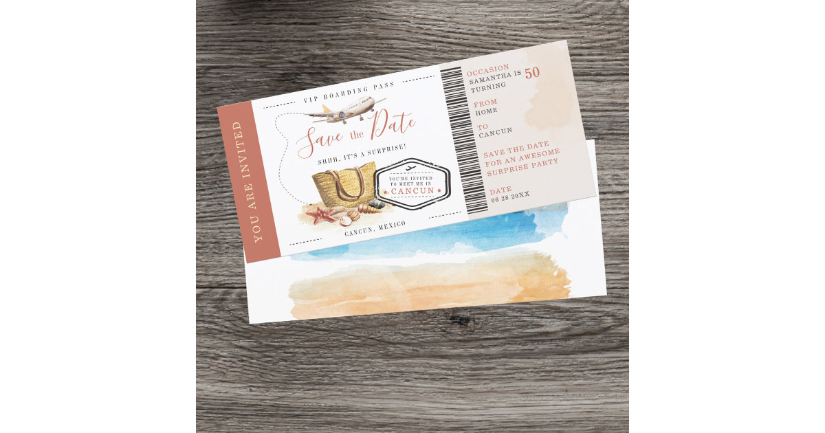Boarding Pass Surprise Destination Birthday Party | Zazzle