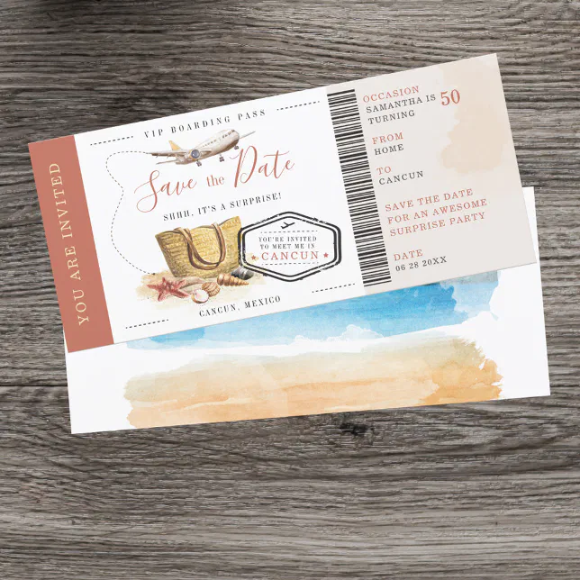 Boarding Pass Surprise Destination Birthday Party | Zazzle