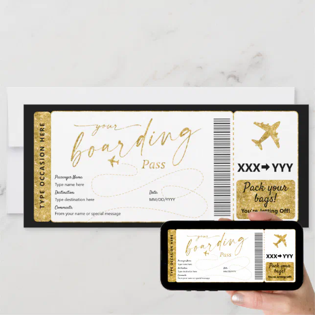 Boarding Pass Surprise Fake Airline Ticket Invitation | Zazzle