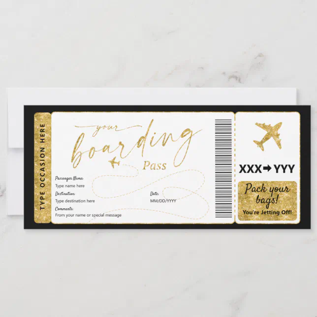 Boarding Pass Surprise Fake Airline Ticket Invitation | Zazzle