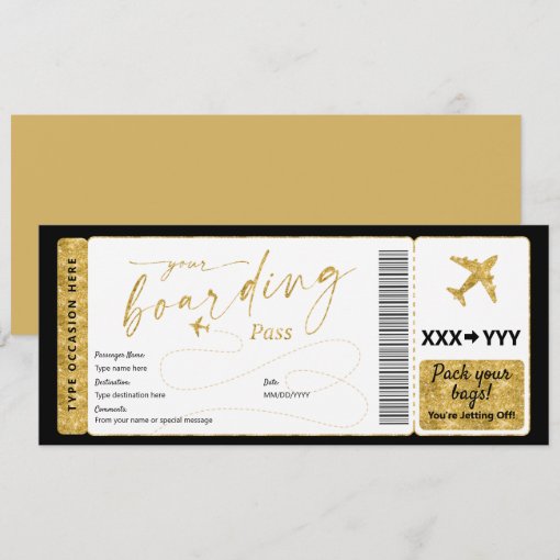 Boarding Pass Surprise Fake Airline Ticket Invitation | Zazzle